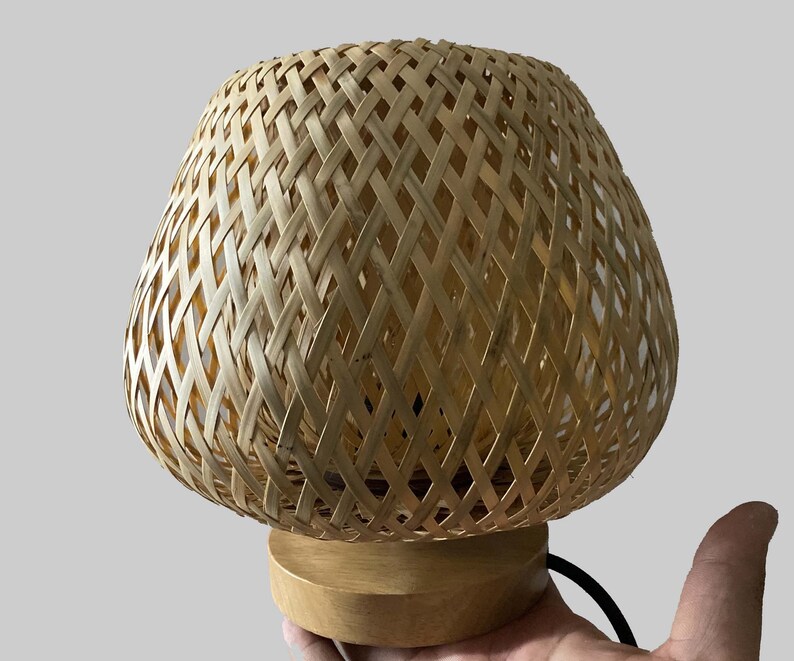 Bamboo Shade and Wooden Base Desk Lamps home Living Table | Etsy