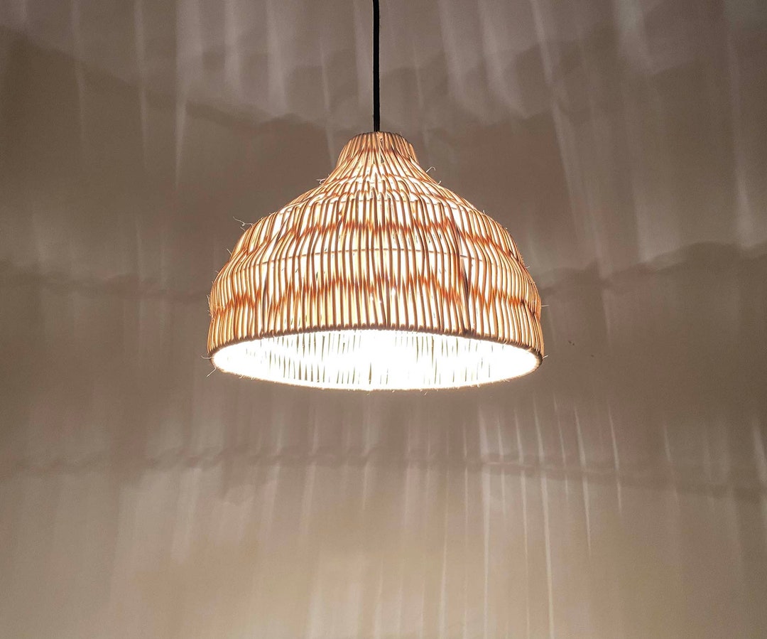 Handmade Rattan Basket Pendant Light – Natural Woven Lighting - Etsy