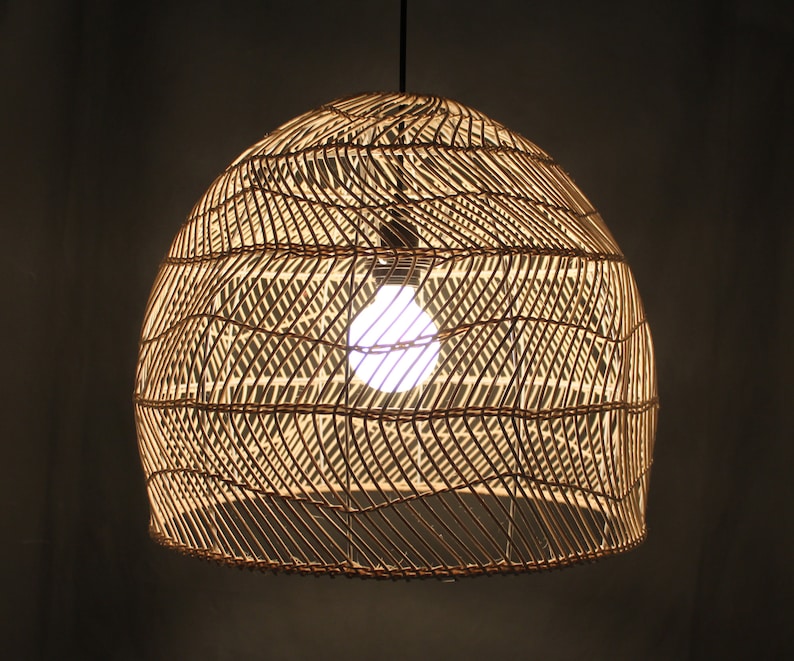 Wave-shaped Handwoven Process Rattan Pendant Light-natural | Etsy