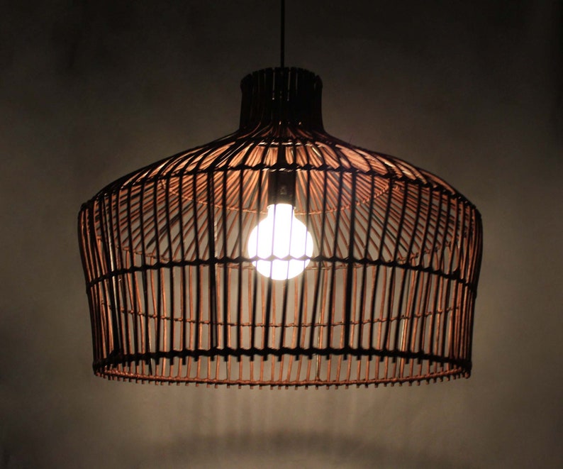 Brown Rattan Bell-shaped Pendant Light Brown Lamp Shade - Etsy