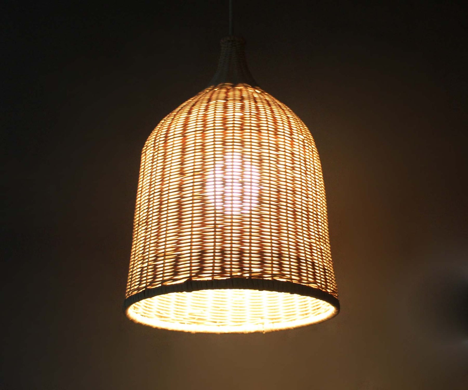 Rattan Basket Hanging Lighting Rattan Pendant Light Rustic | Etsy