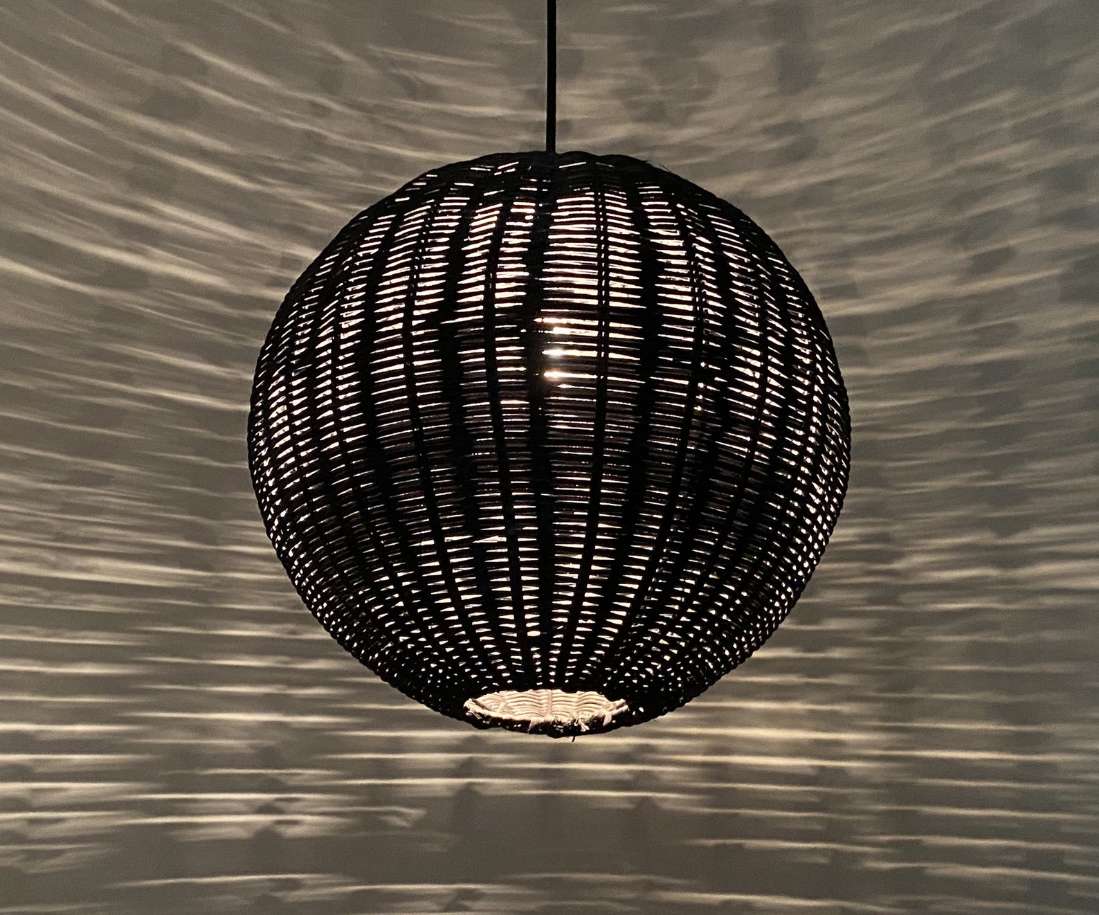 Black or Natural Rattan Color Spherical Lighting Fixtures | Etsy