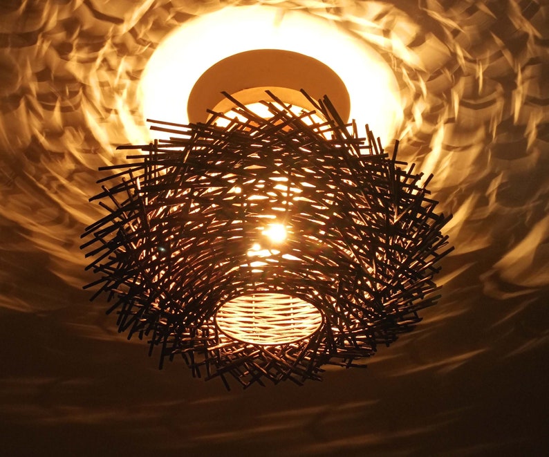 Natural Rattan Bird Nest Flush Mount Fixture Diameter 30 Cm - Etsy