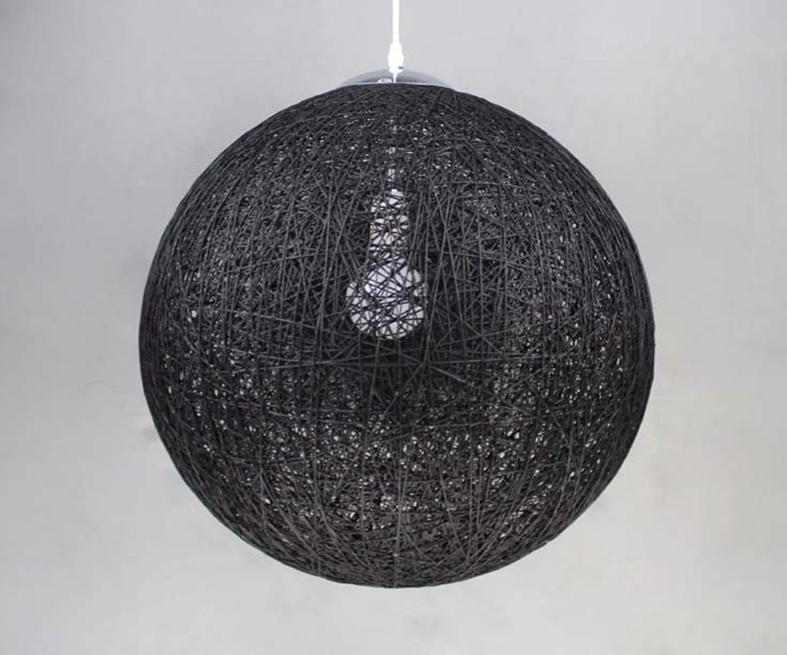 Black Rope Sphere Pendant Lights-diameter 19.7 Inches 50 Cm | Etsy