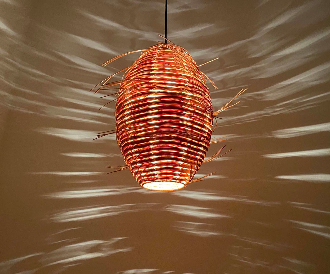 Rattan Cocoon Pendant Light, Rustic Farmhouse Chandelier - Etsy