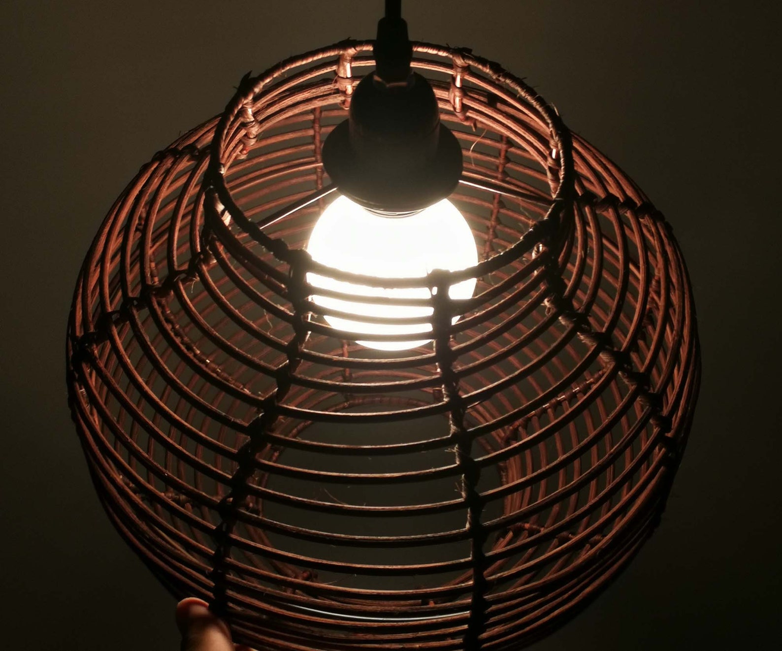 Fish Tank Shape Brown Rattan Pendant Vintage Lightinig - Etsy