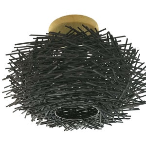 Black Rattan Bird Nest Flush Mount Fixture - Diameter 30 Cm / 11.8 ...