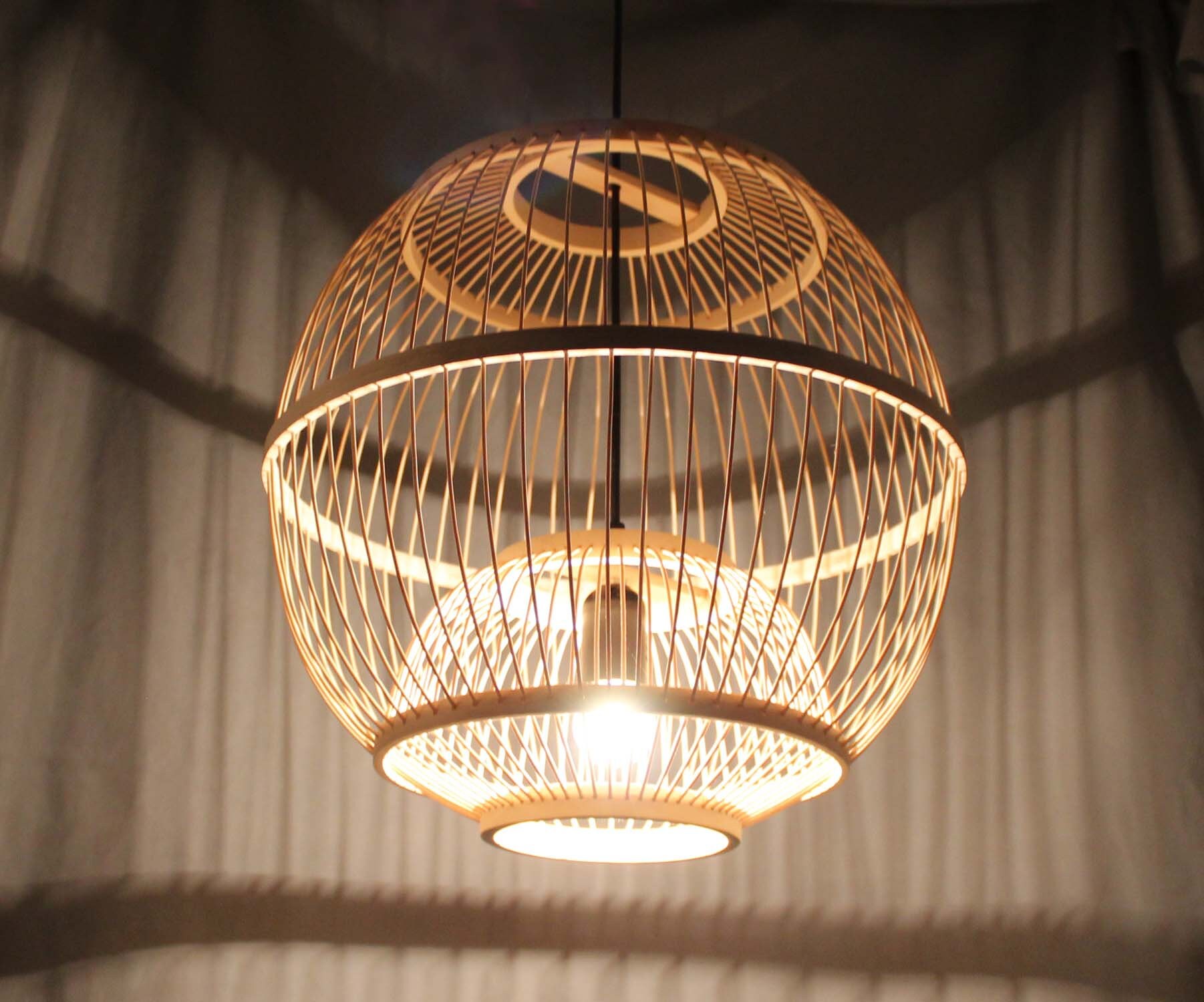 Spherical Bamboo Sticks Lighting Fixtures Black Vintage | Etsy