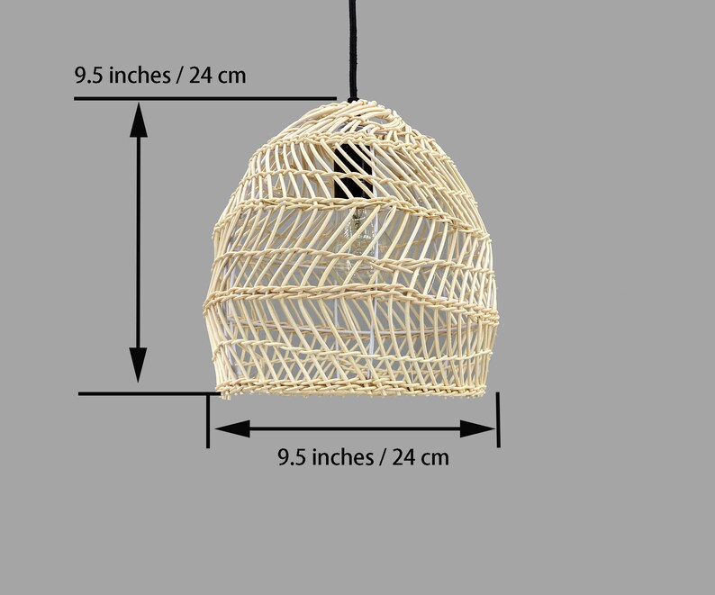 Small Rattan Pendant Light - Rattan Basket Shaped Lighting- Width 9.5 ...