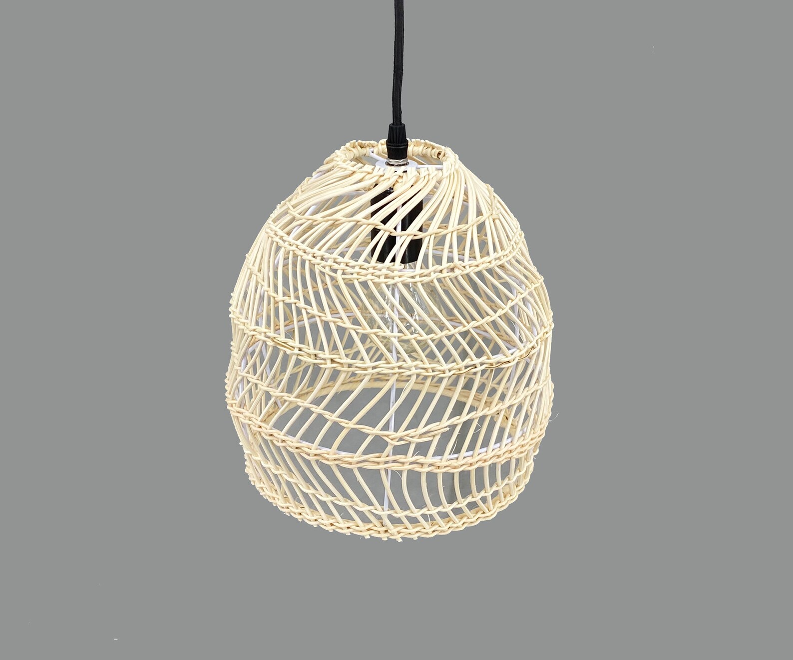 Small Rattan Pendant Light - Rattan Basket Shaped Lighting- Width 9.5 ...