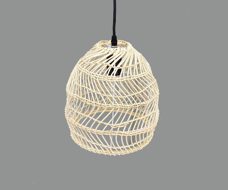 Small Rattan Pendant Light - Rattan Basket Shaped Lighting- Width 9.5 ...