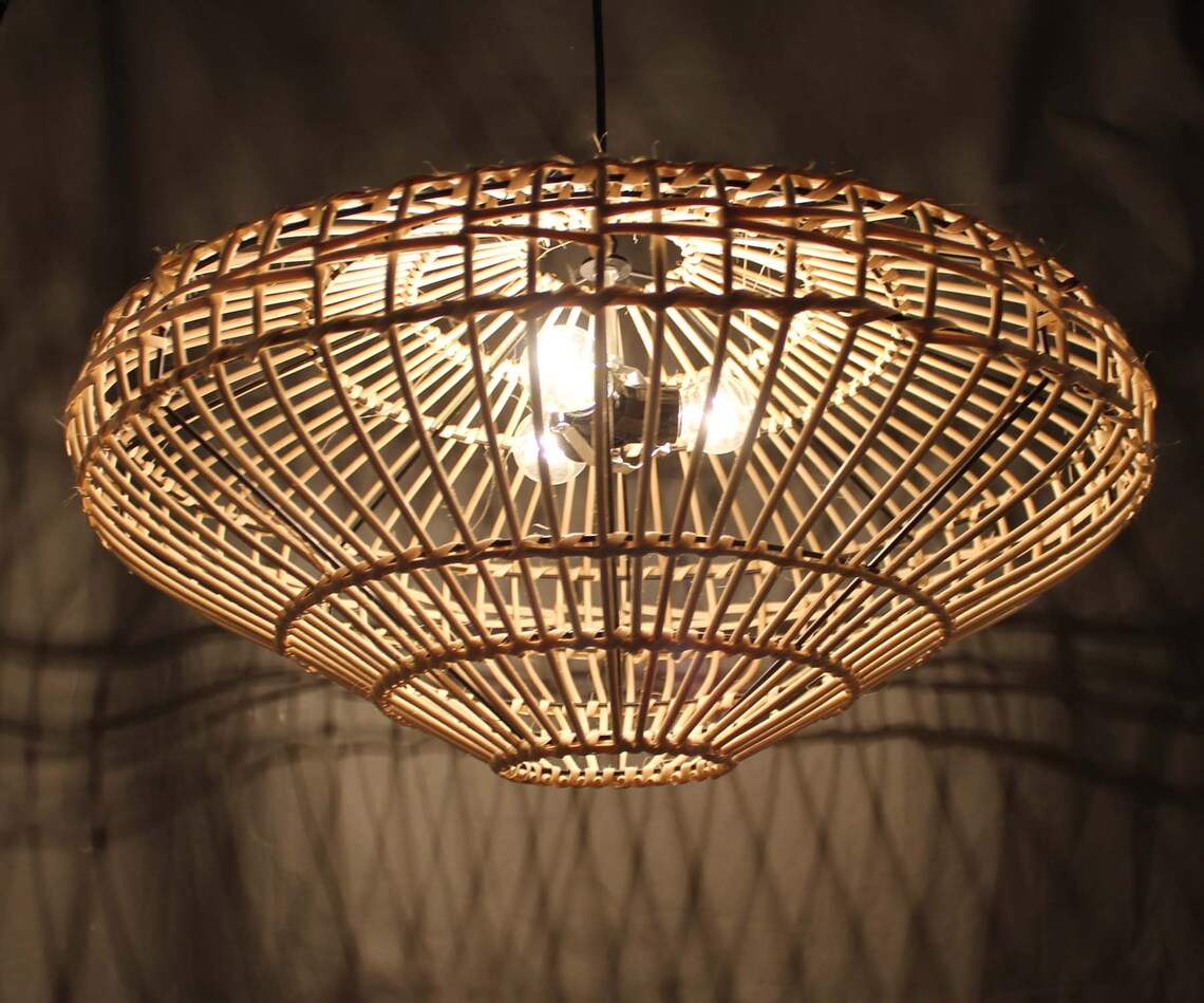 Rattan Pendant Lighting - UFO Rattan Lighting - Rustic Pendant Light ...