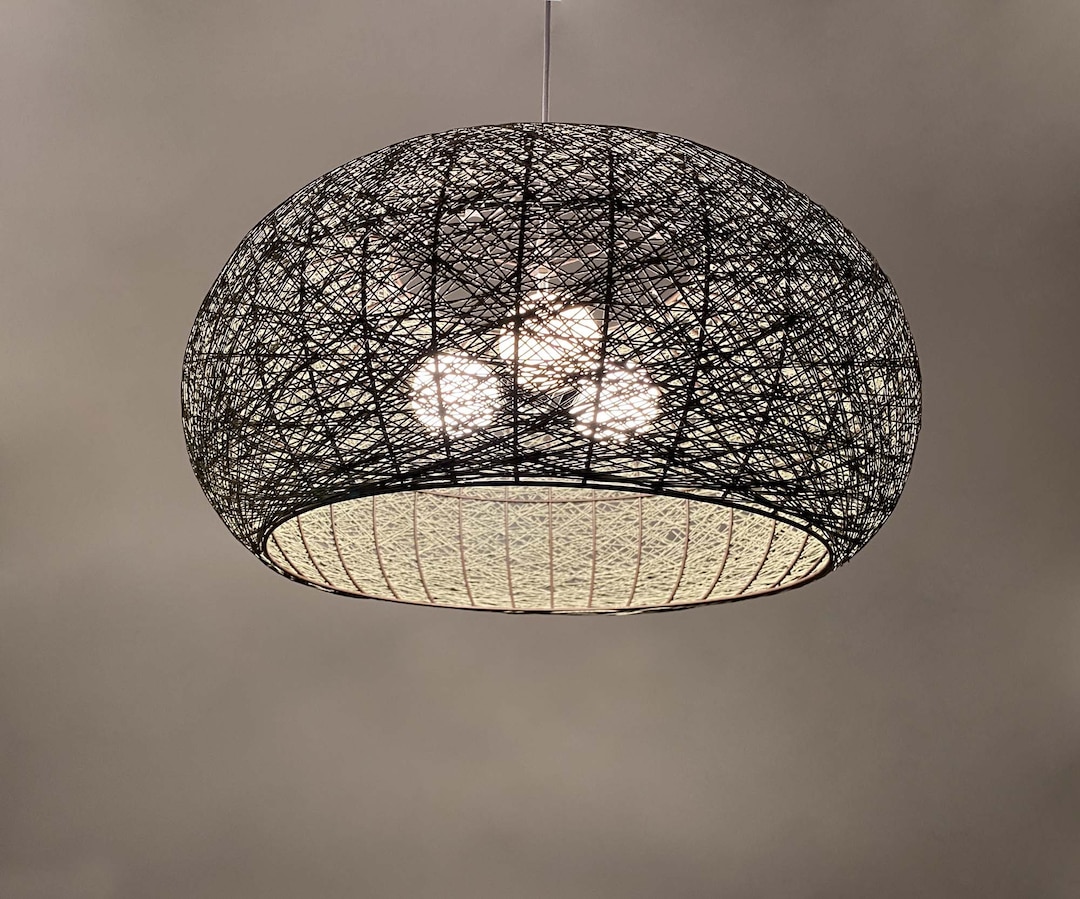 Handwoven Paper Rope Pendant Light: Gray Room Chandelier (23.5'') - Etsy