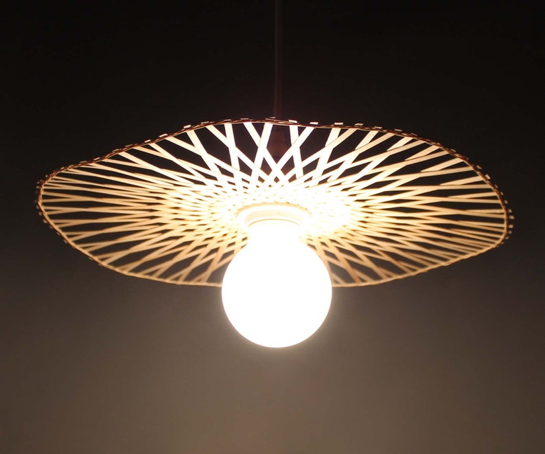 Round Thin Bamboo Bamboo Pendant Light Rustic Lighting - Etsy