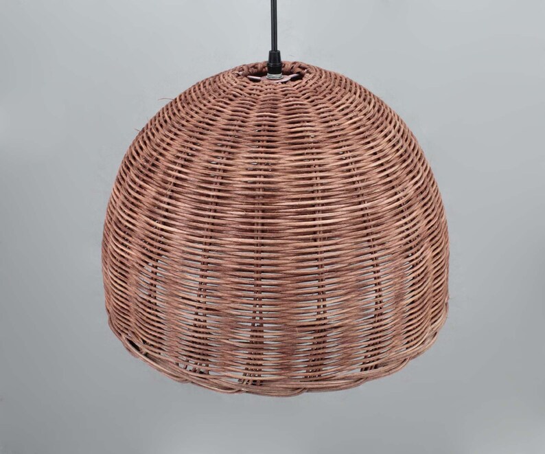 Rustic Pendant Light - Brown Rattan Pendant Light - Vintage Lighting ...