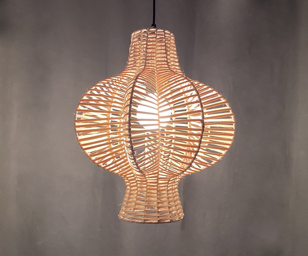 Handwoven Rattan Pendant Light,flower Vase Shaped Lighting Fixture,room ...
