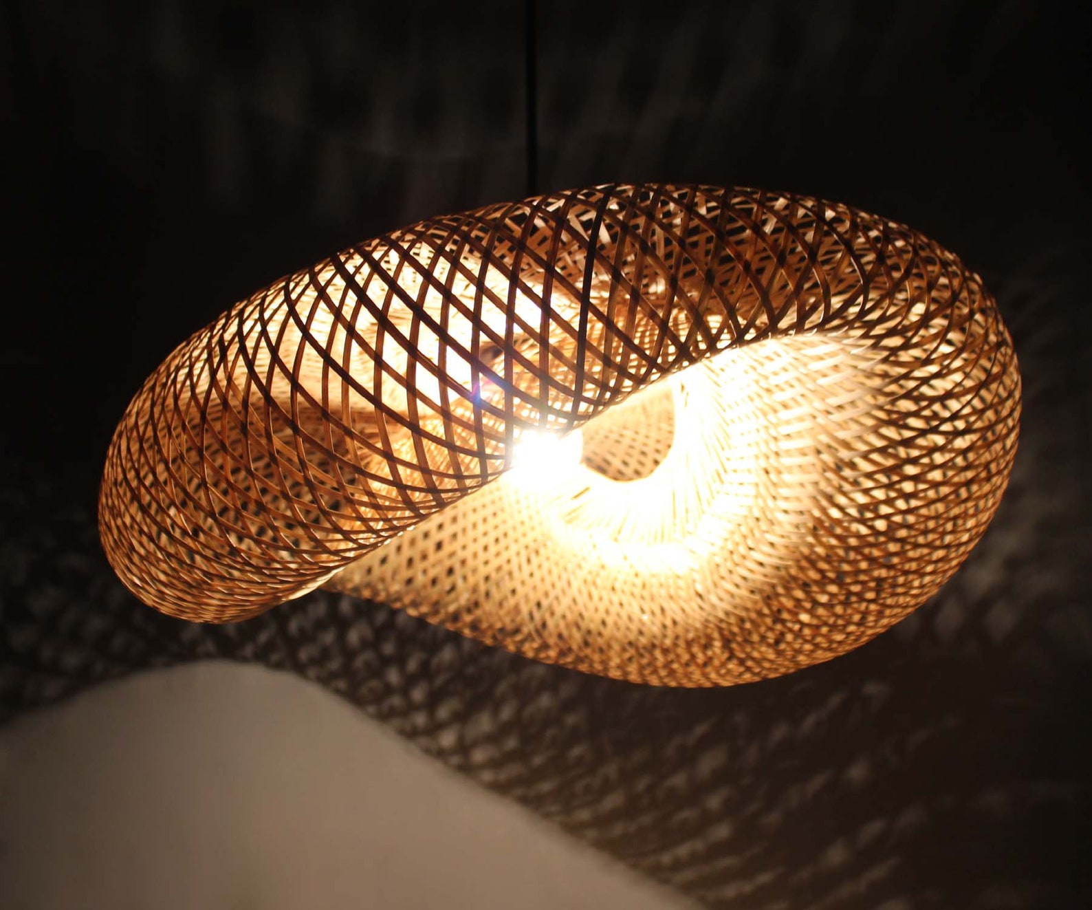 Handmade Bamboo Pendant Light: Rustic Woven Lighting Fixture - Etsy