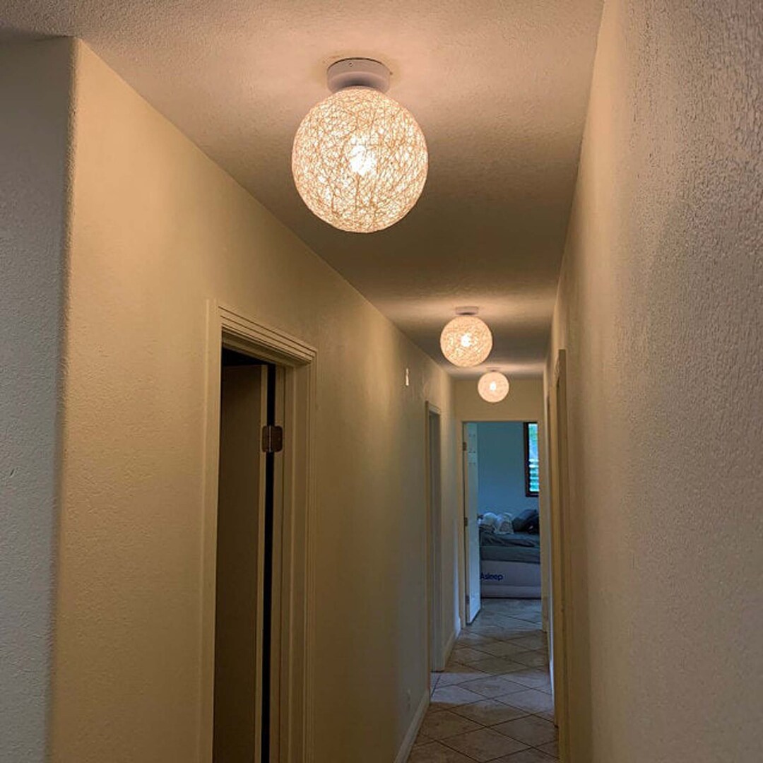 White or Black or Brown Ball Flush Mount Room Ceiling Lighting White ...