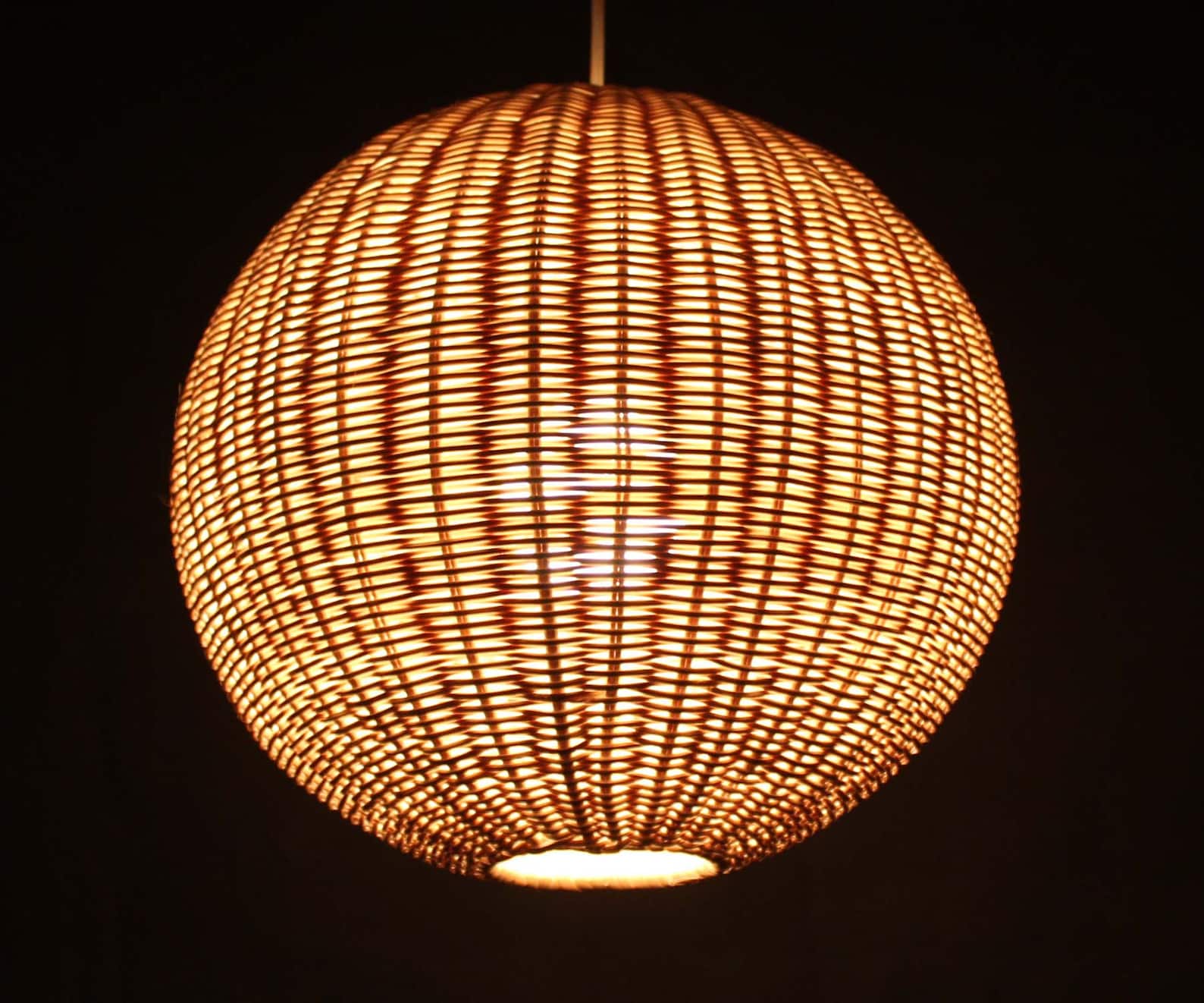 Black or Natural Rattan Color Spherical Lighting Fixtures - Etsy