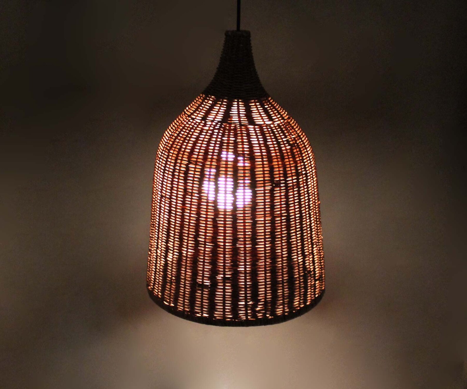 Brown Basket Rattan Pendant Light - Vintage Lighting - Brown Shade or ...