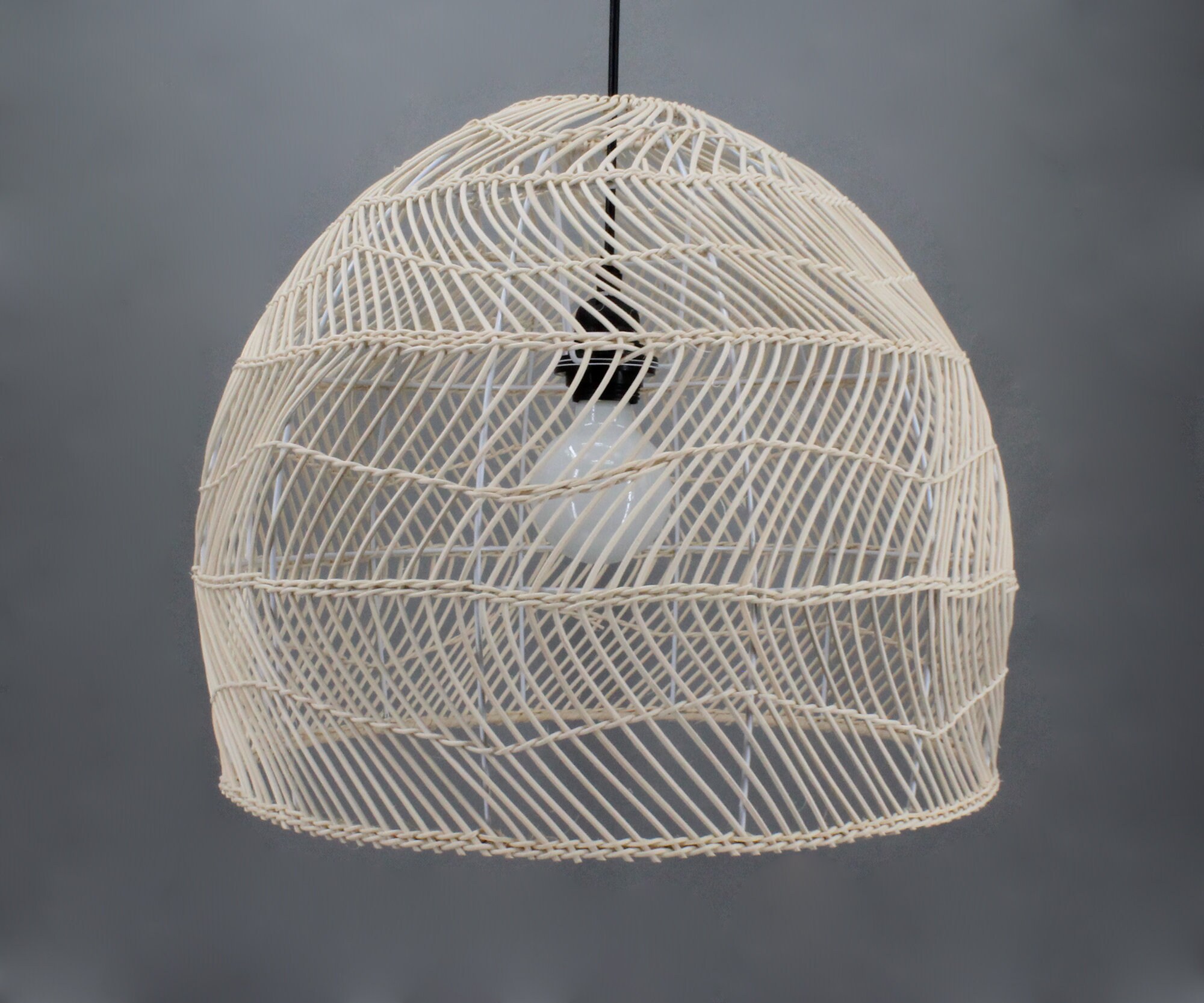 Wave-shaped Handwoven Process Rattan Pendant Light-Natural | Etsy