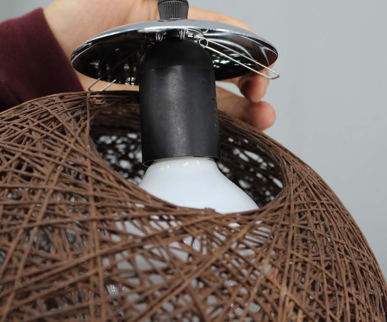 Brown Hemp Rope Sphere Lighting Rope Lighting Ball | Etsy