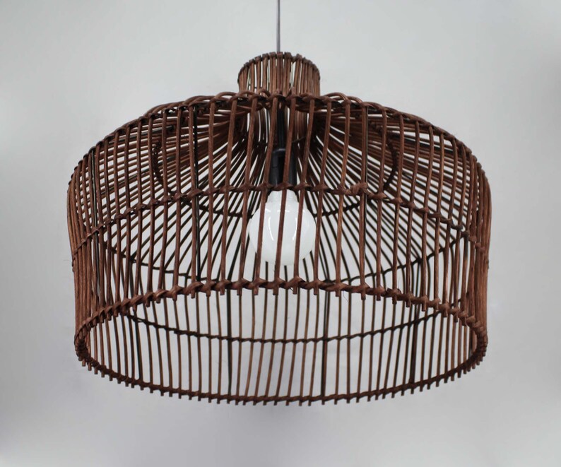 Brown Rattan Bell-shaped Pendant Light Brown Lamp Shade - Etsy