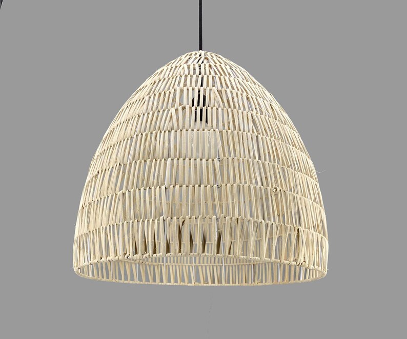 Handwoven Rattan Pendant Light - Bell Shade, Natural Finish (45 Cm) - Etsy