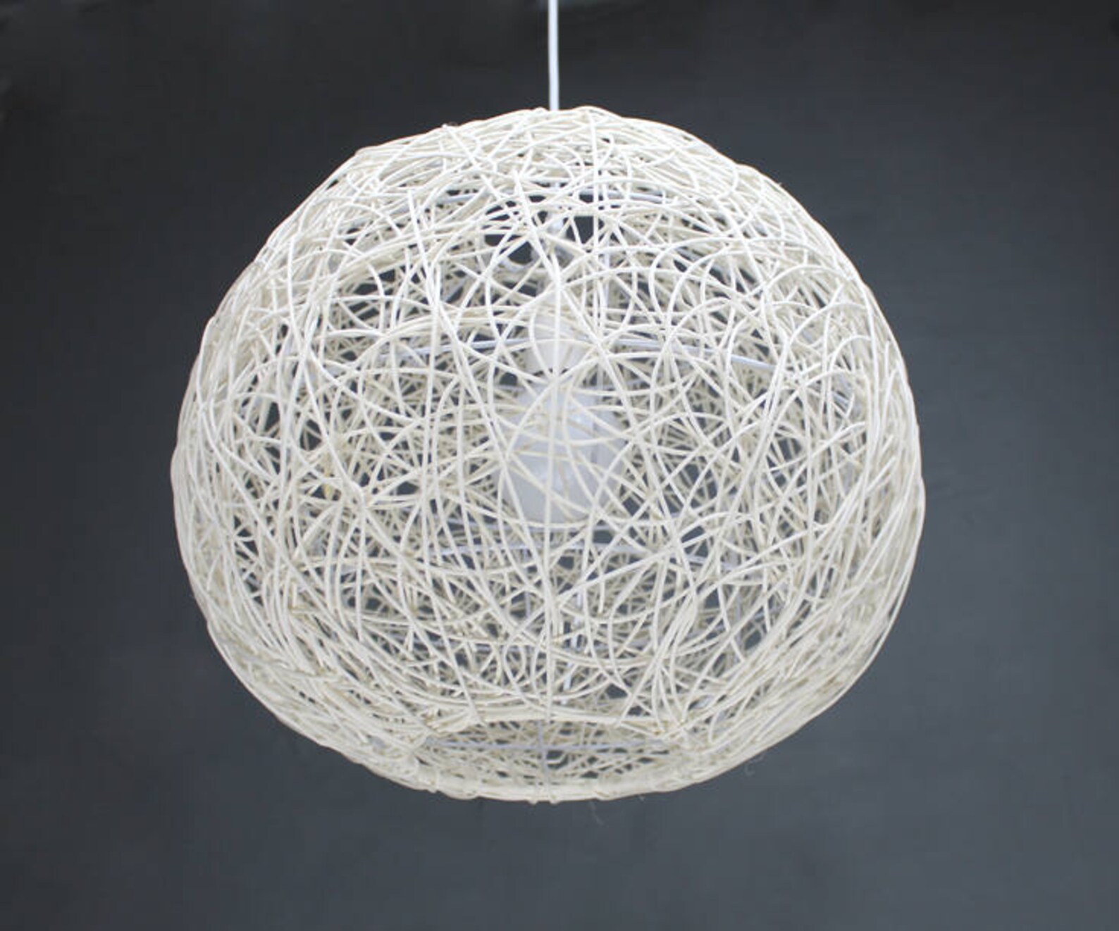 White Rattan Sphere Pendant Lights-ball Lamp Shade-hanging - Etsy