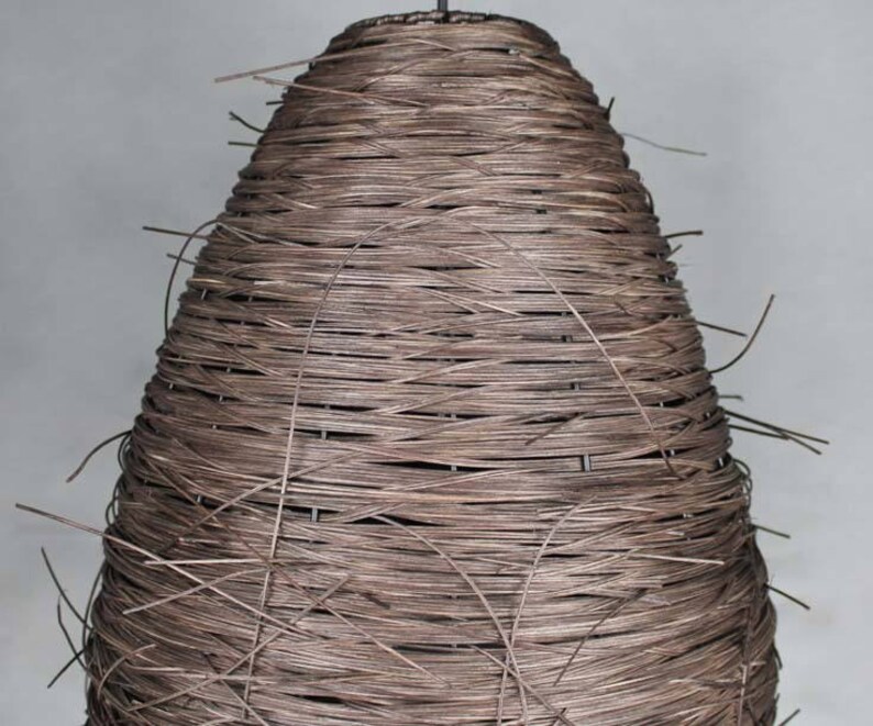 Dark Brown Cocoon Shaped Rattan Pendant Lights-wild Style - Etsy