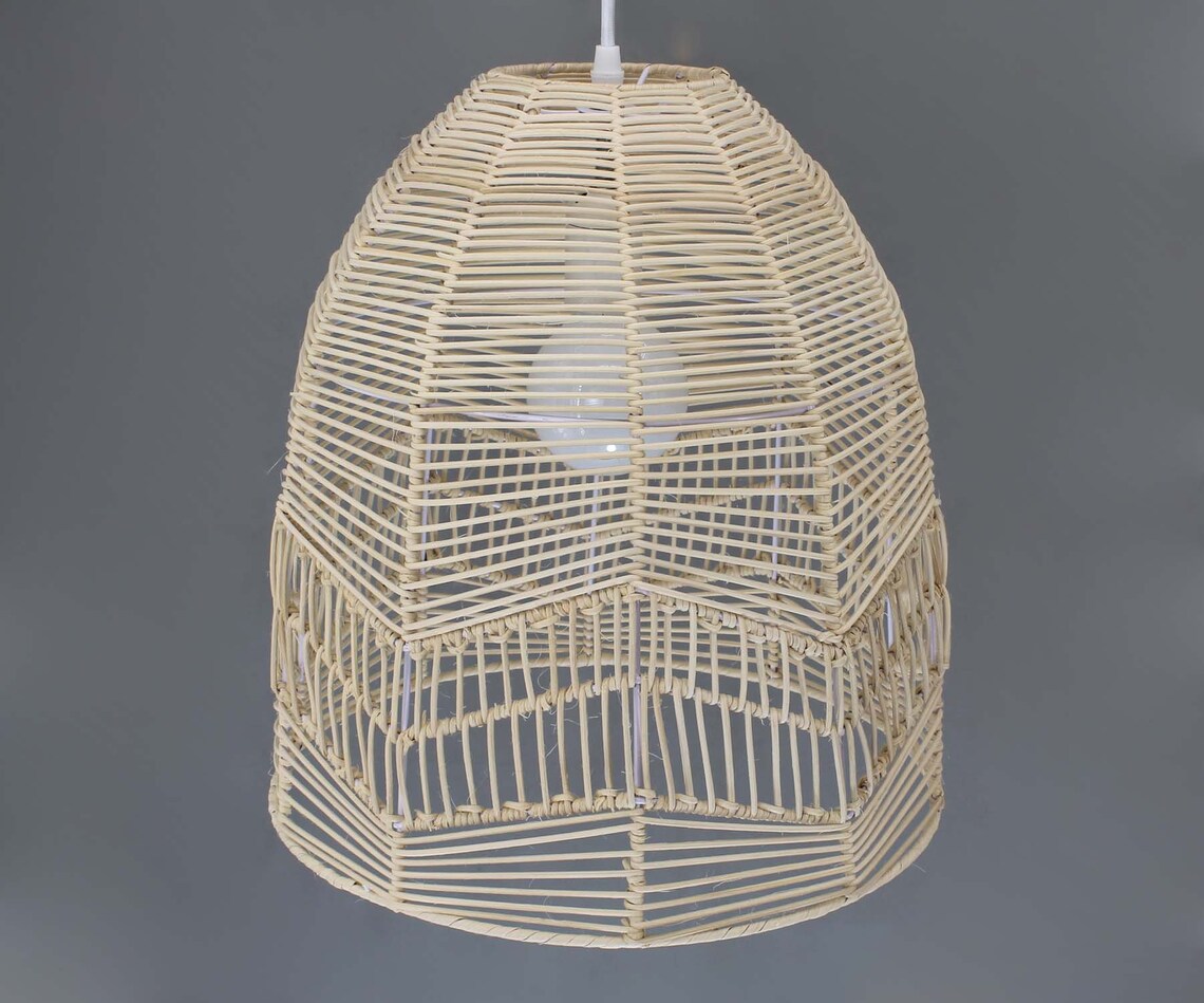 Hand Woven Bell-Shaped Rattan Pendant Light Natural Rattan | Etsy