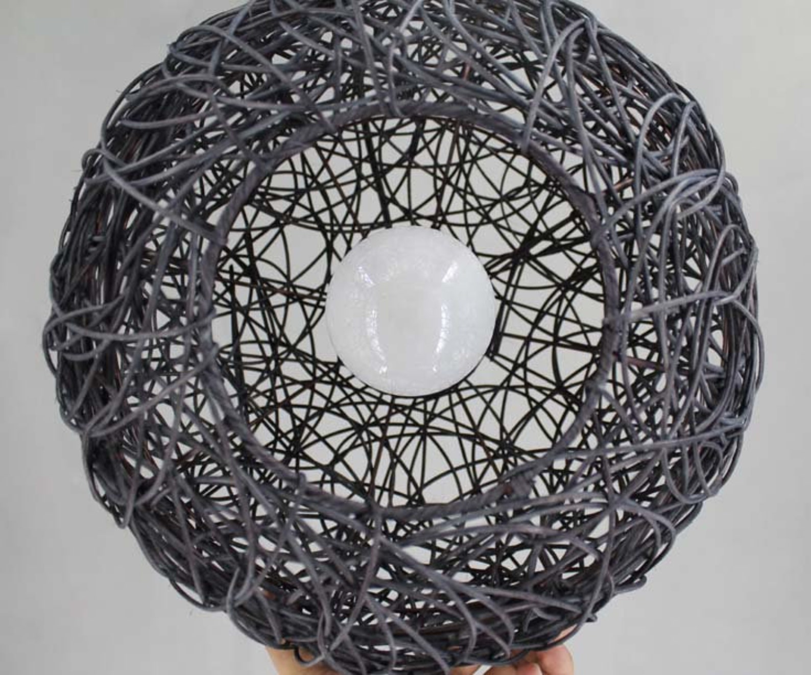 Black Rattan Sphere Pendant Lights Ball Fixtures Ceiling | Etsy