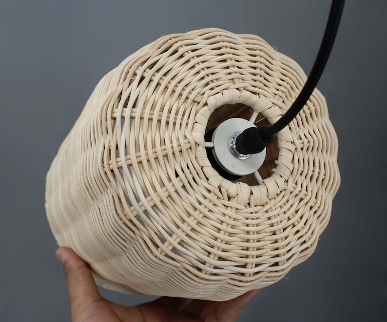 Small Cylindrical Rattan Pendant Light, Rattan Chandelier Lighting ...