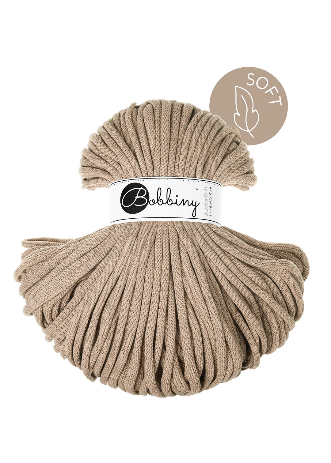 Bobbiny Sand Cotton Cord 8mm: Jumbo Soft Braided Recycled Cotton (108 ...