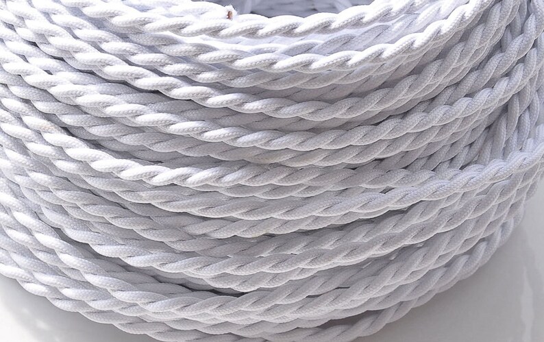 Blanco 3.28 'alambre eléctrico retorcido DIY Cable - Etsy España
