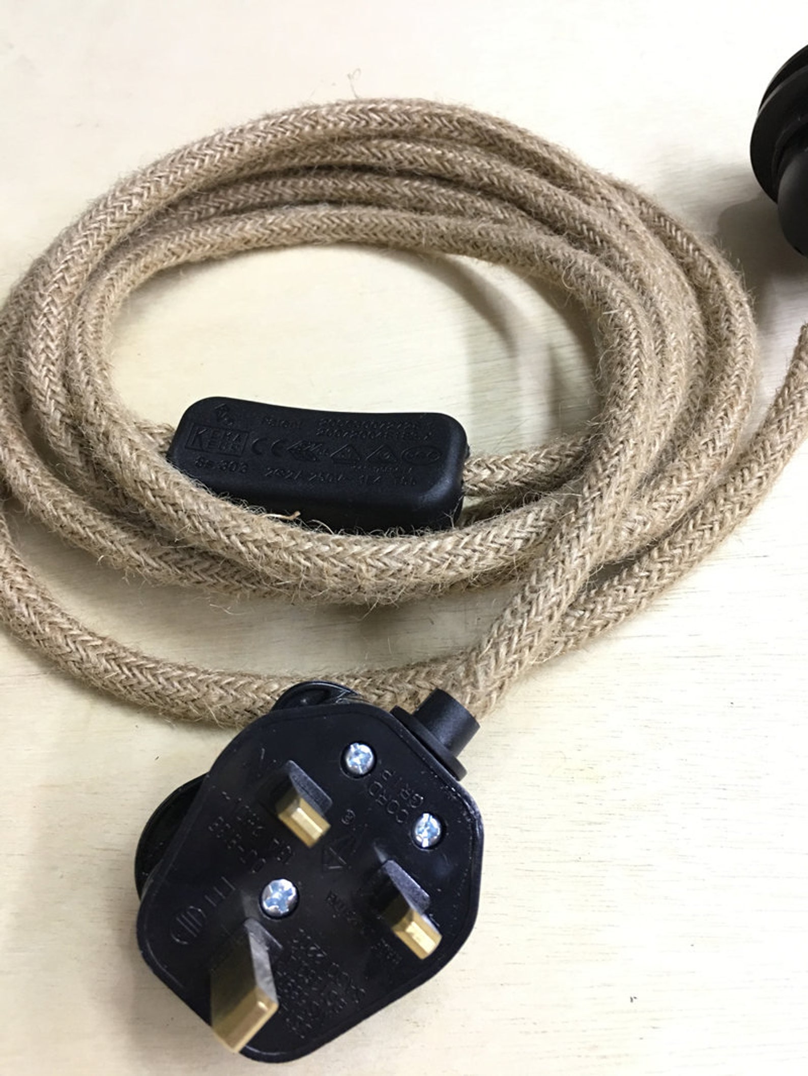 3M Flax Fabric Flex Cable UK Plug in Pendant Lamp Light E27 - Etsy