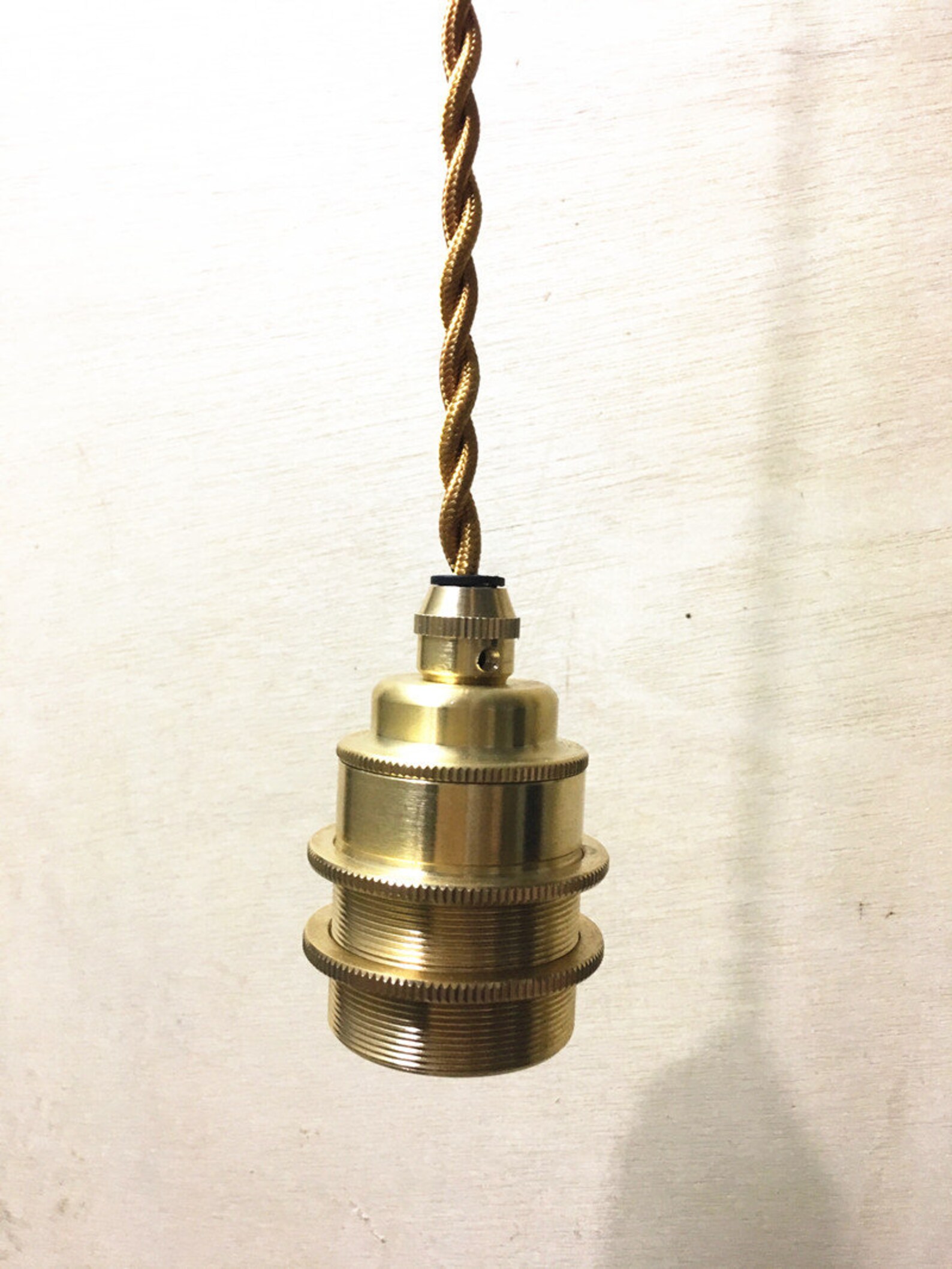 Fabric Flex Cable Plug in Pendant Brass Lamp Holder Set E27 & - Etsy