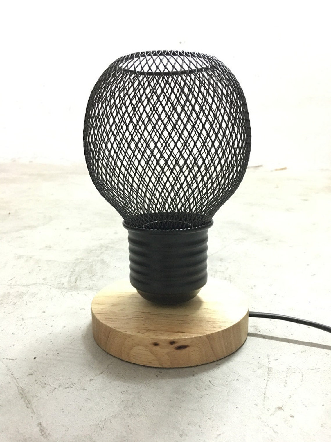 Black Industrial Metal Wire Cage Hanging Lamp Shade Table Lamp | Etsy