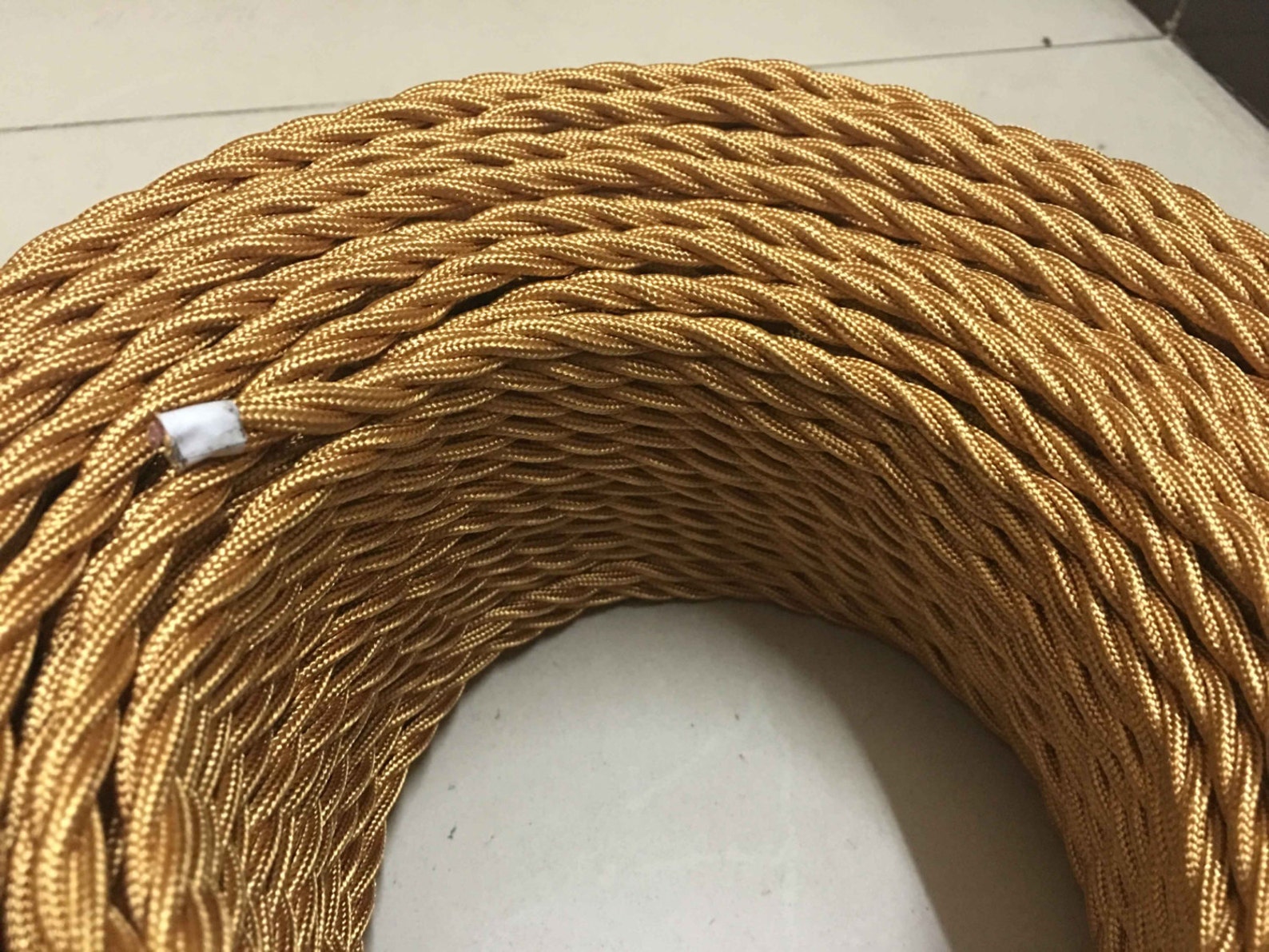 Gold 3 Core Twisted Electric Wire DIY Cable Antique Vintage Edison ...