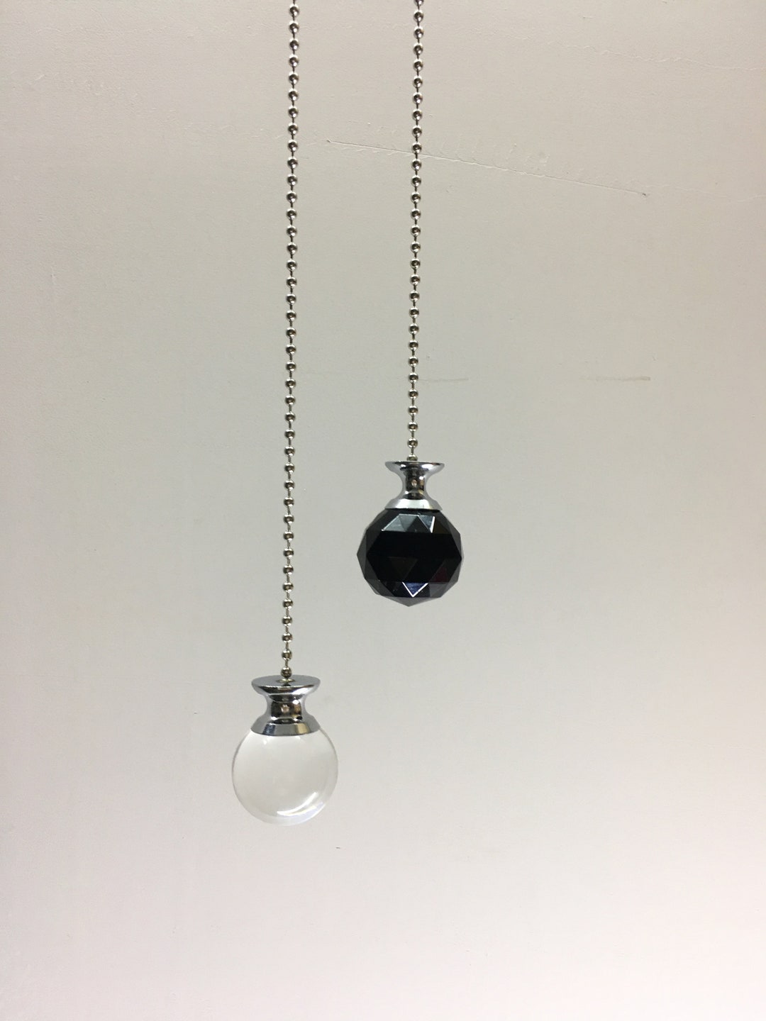 Light Pull Chain Cord Weight Clear Black Crystal Chrome Choose 100cm ...