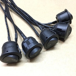 5 X On/off Round Rocker Switch Car Dash Boat Spstinsulated Connectors ...