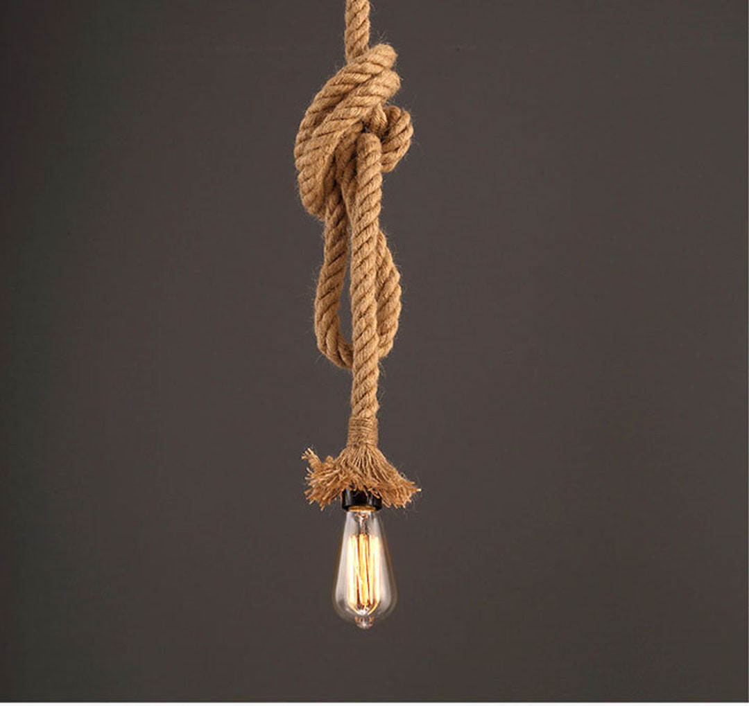 E27 Pendant Fittings Hemp Rope Ceiling Lamp Loft Vintage Chandelier4w ...