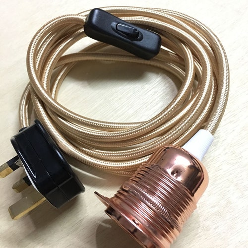 3M Flax Fabric Flex Cable UK Plug in Pendant Lamp Light E27 - Etsy