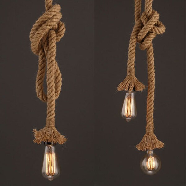 Rope Pendant Light - Etsy