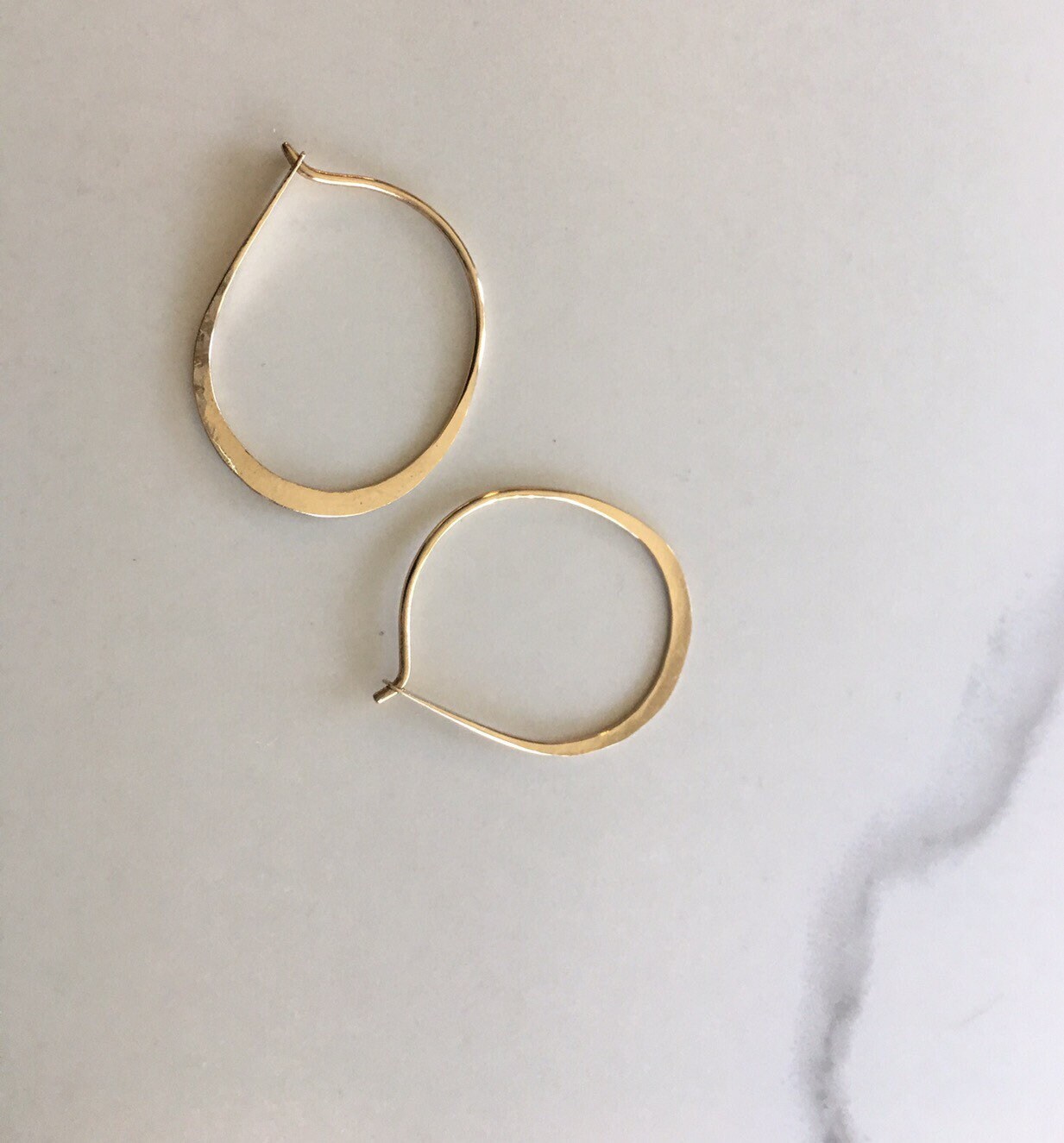 Oval Hammered Hoops /oval Moon Hoops / Oval Hoops / - Etsy