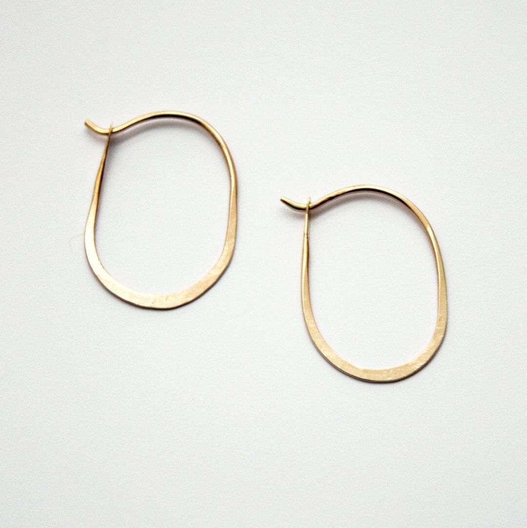 Oval Hammered Hoops /oval Moon Hoops / Oval Hoops / Interlocking Oval ...