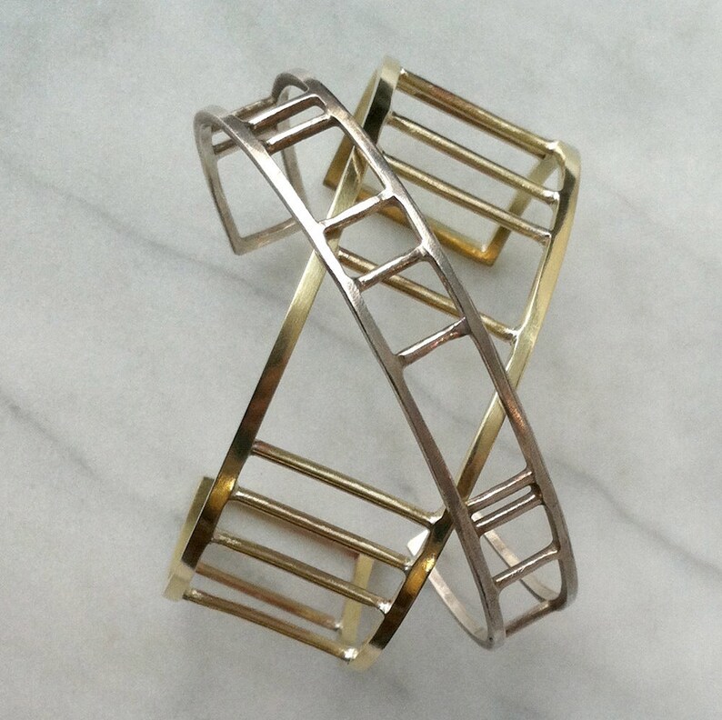 Large Asymmetrical Bar Cuff Large Linear Modern Cuff Mondrian Inspired ...