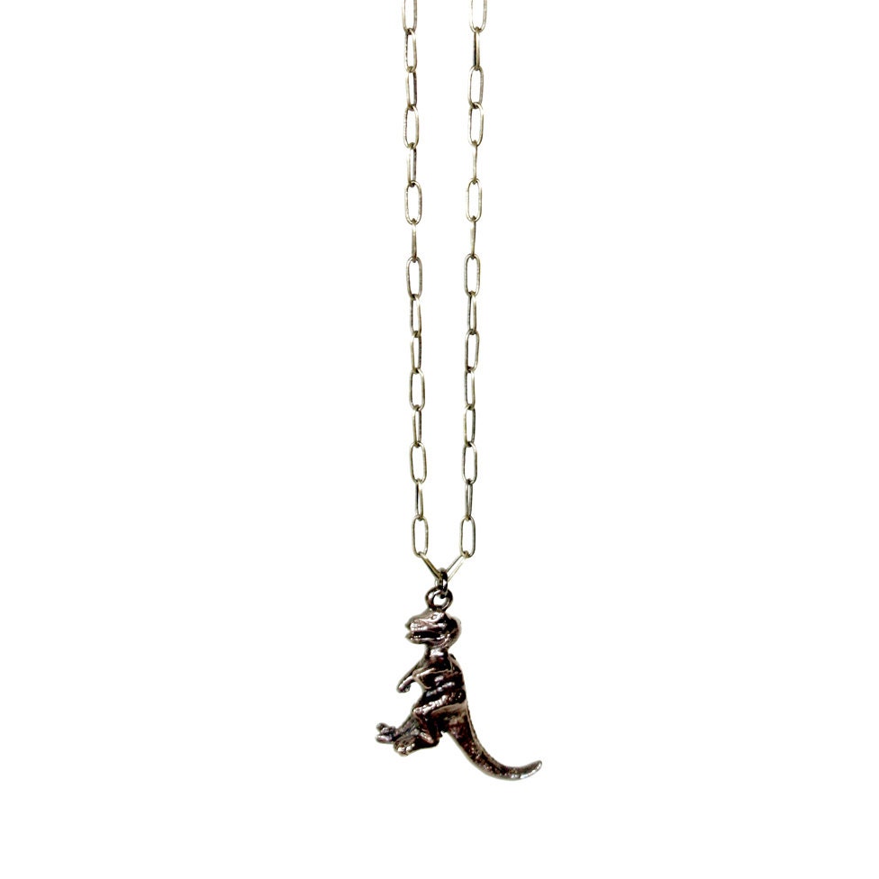 T-rex Long Box Chain Necklace T-rex Pendant Necklace - Etsy
