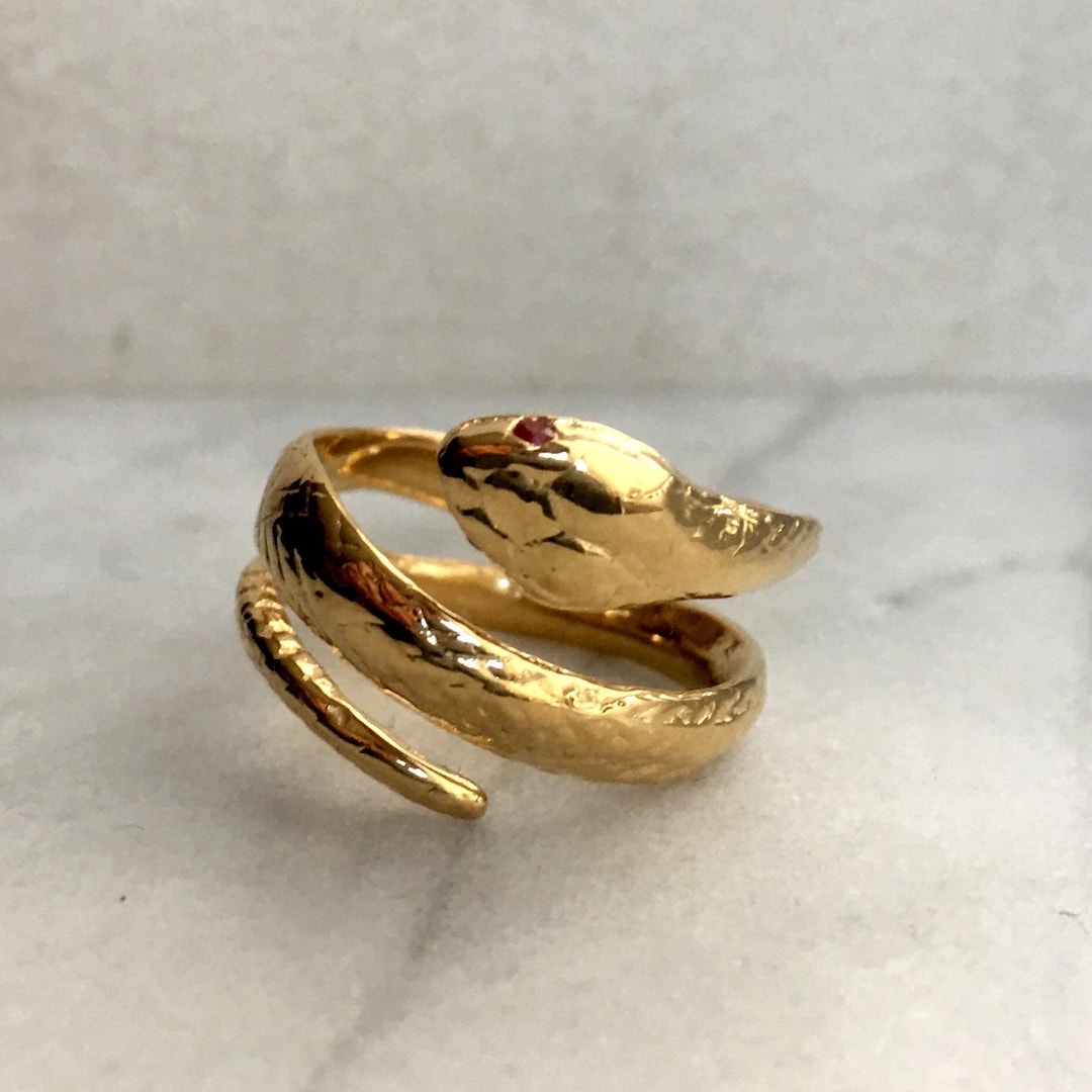 Snake Ring With Ruby Stone Eyes - Etsy