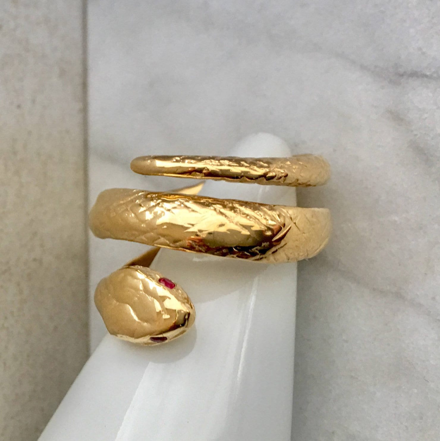 Snake Ring With Ruby Stone Eyes - Etsy